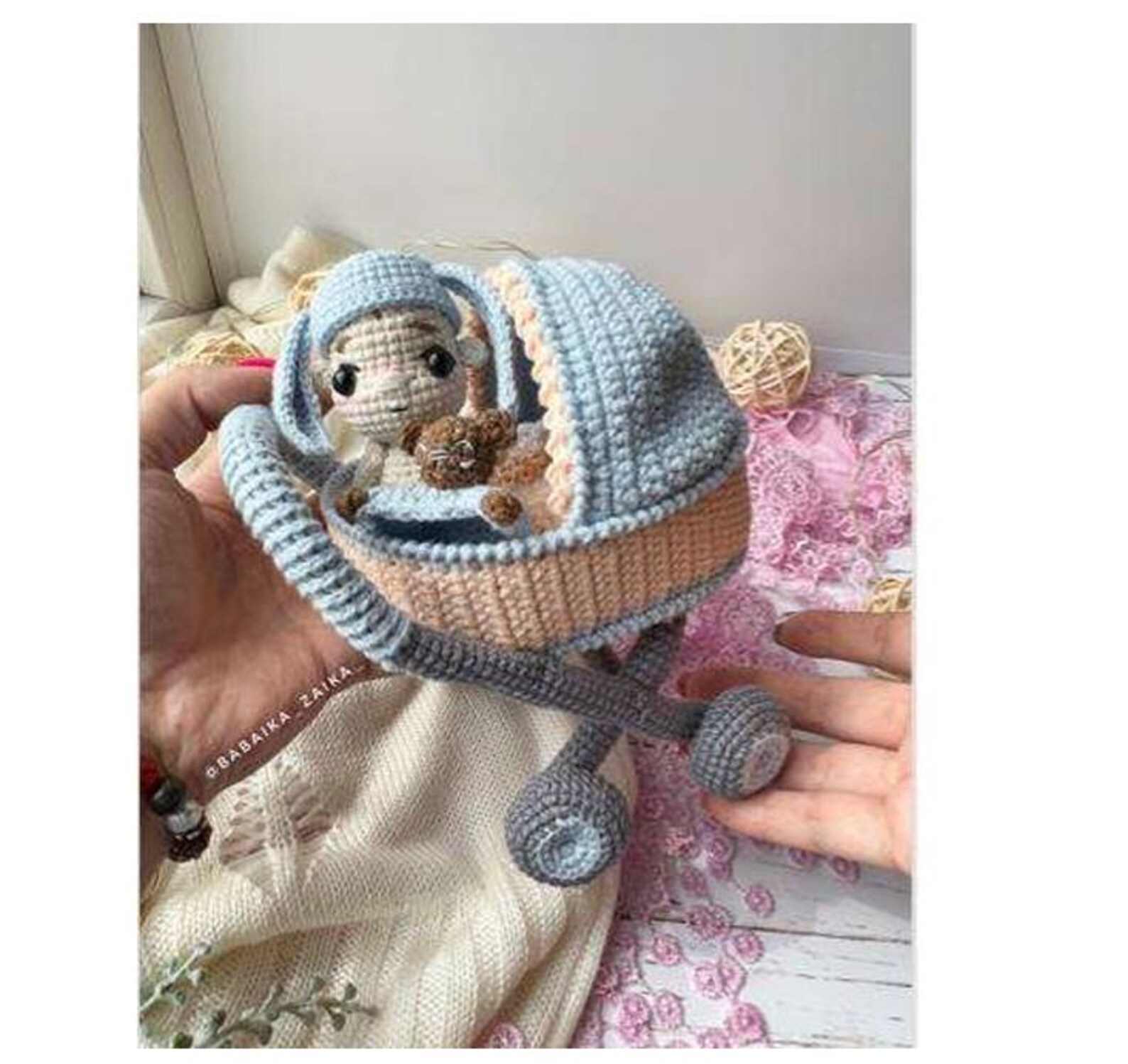 PDF Crochet Pattern Baby Doll in a Baby Carriage Amigurumi Baby Doll ...