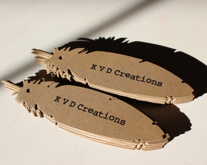 Custom Kraft Brown Feather Tags for Labeling Gifts, Wedding Favors ...