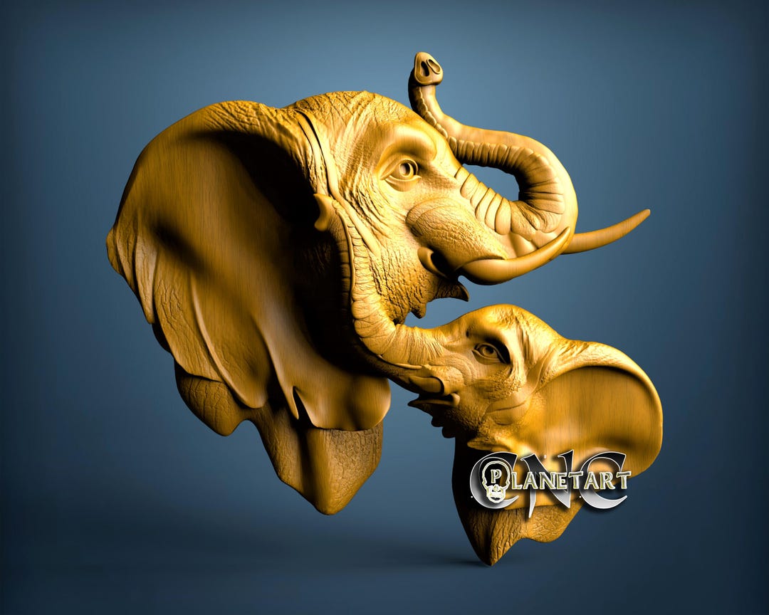 Elephants, 3D STL Model, CNC Router Engraver, Artcam, Aspire, CNC Files ...