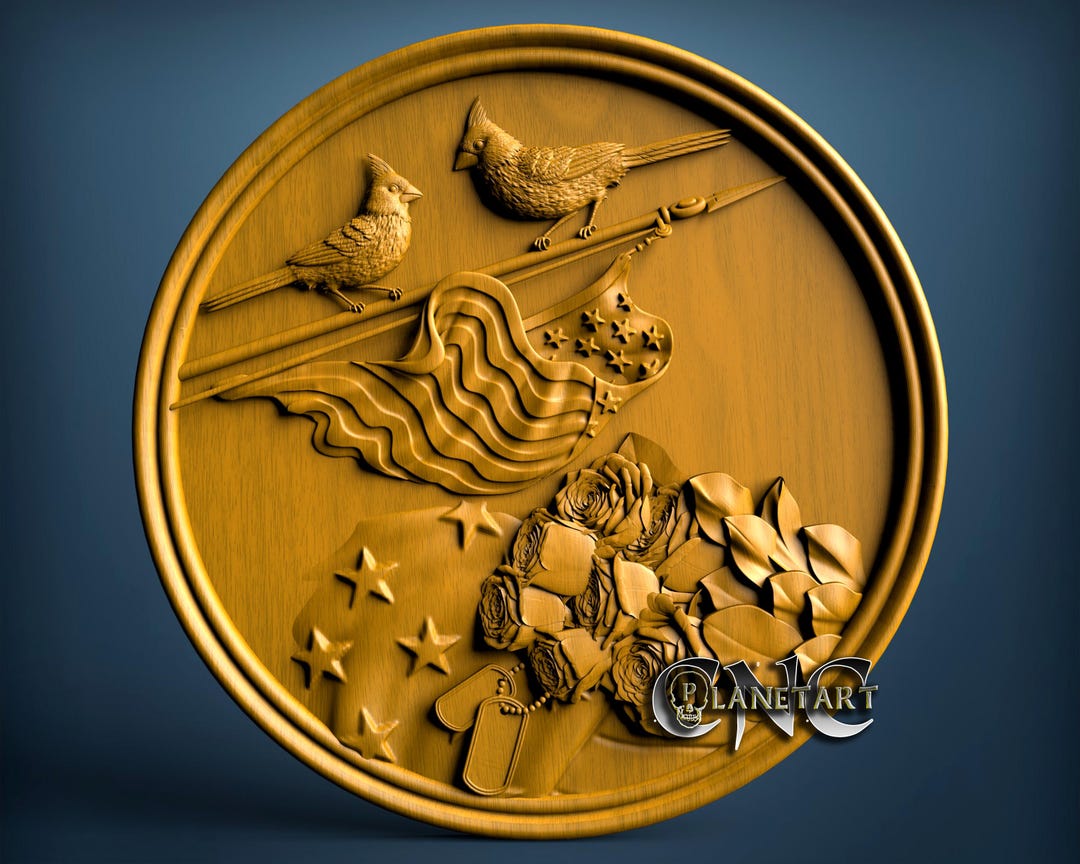 Patriotic Cardinal Bird, Usa Flag, 3D STL Model, CNC Router Engraver ...