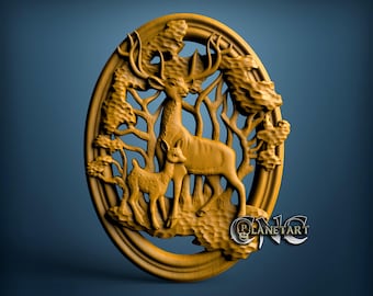 Deer, Forest, 3D STL Model, CNC Router Engraver, Artcam, Aspire, CNC ...