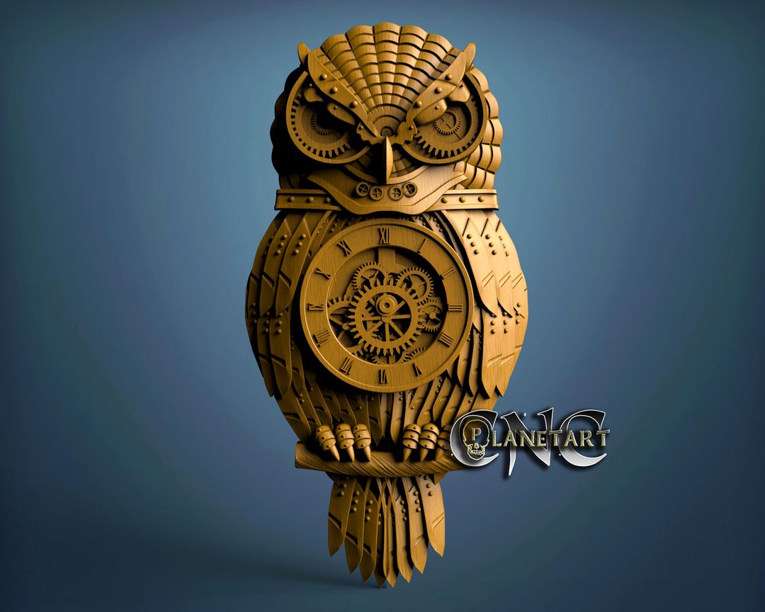 Owl Clock, 3D STL Model, CNC Router Engraver, Artcam, Aspire, CNC Files ...