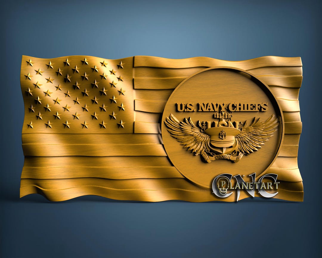 Usa Navy Chiefs, 3D STL Model, CNC Router Engraver, Artcam, Aspire, CNC ...