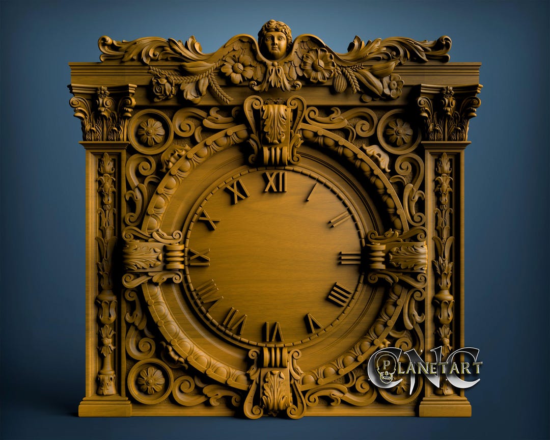 Angel Clock, 3D STL Model, CNC Router Engraver, Artcam, Aspire, CNC ...