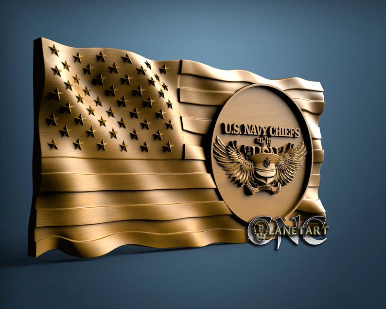Usa Navy Chiefs, 3D STL Model, CNC Router Engraver, Artcam, Aspire, CNC ...