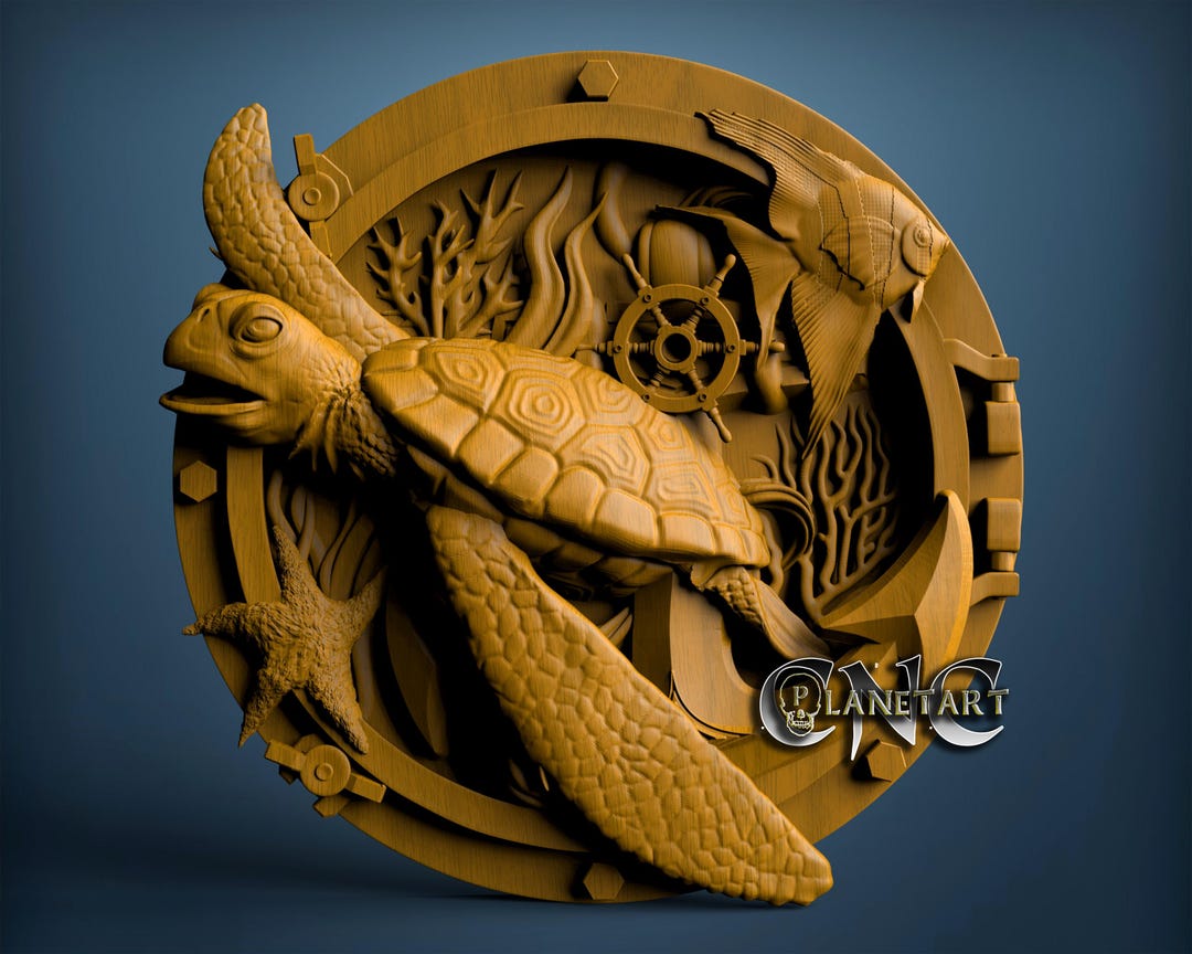 Turtle Sea Life, 3D STL Model, CNC Router Engraver, Artcam, Aspire, CNC ...