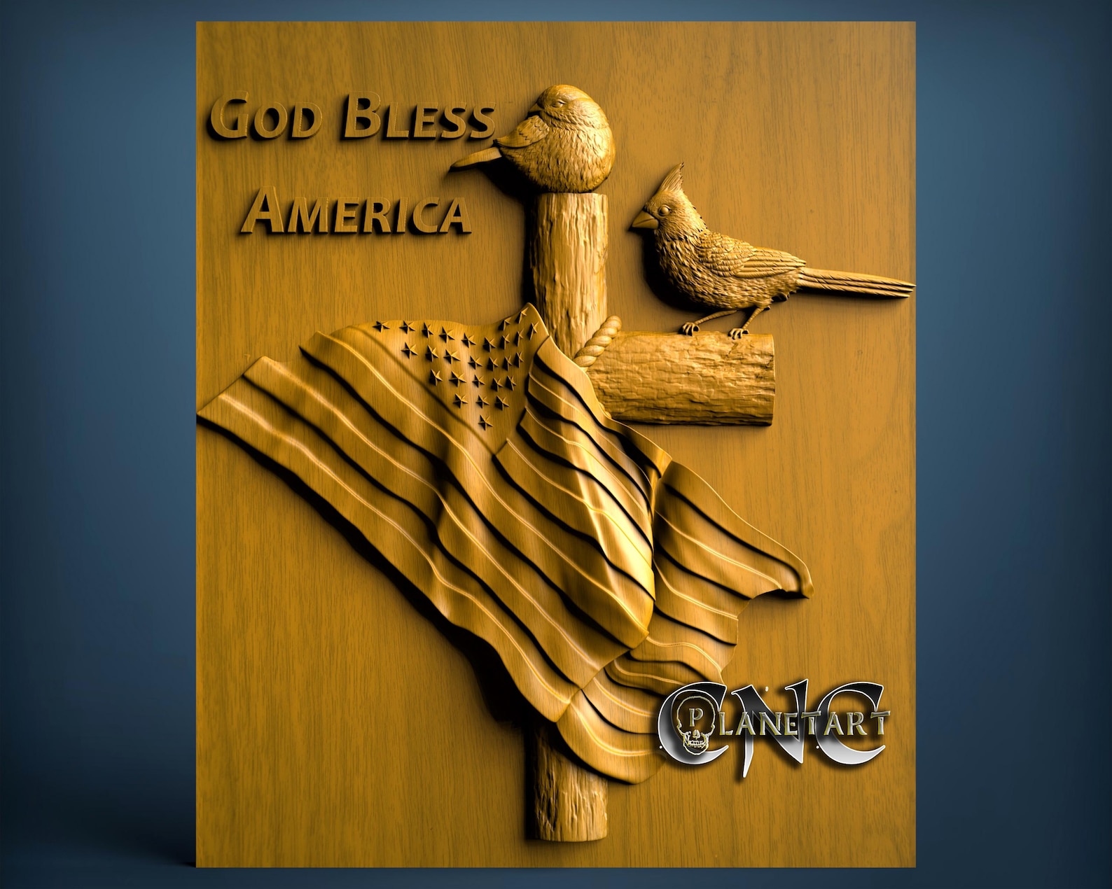 Usa Flag & Birds in Cross, 3D STL Model, CNC Router Engraver, Artcam ...