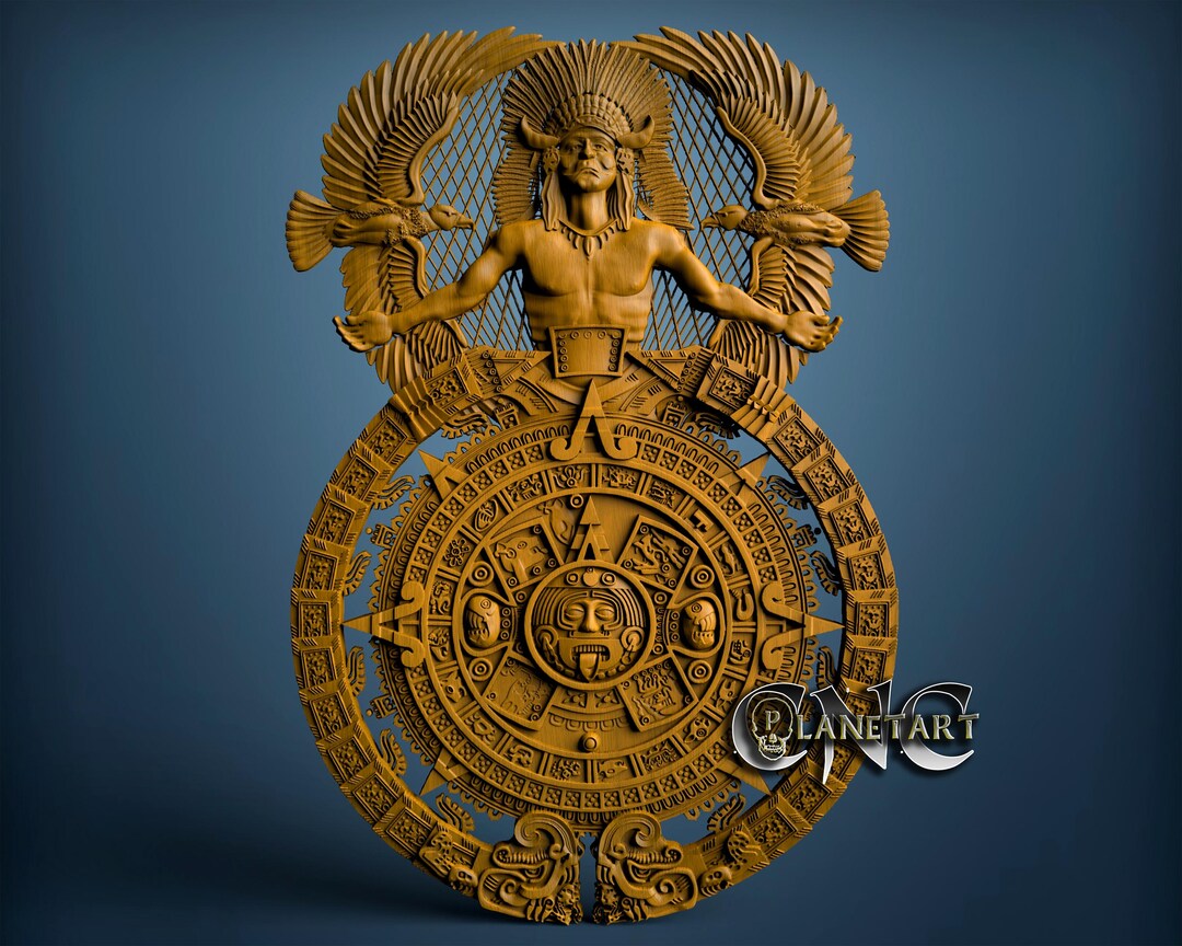 Maya Aztec Calendar, 3D STL Model, CNC Router Engraver, Artcam, Aspire ...