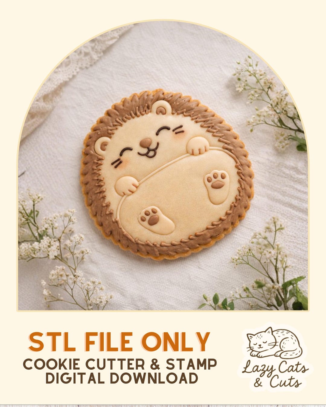 Hedgehog on Its Back – Kawaii Hedgehog Cookie Cutter | 3D Printing STL ...