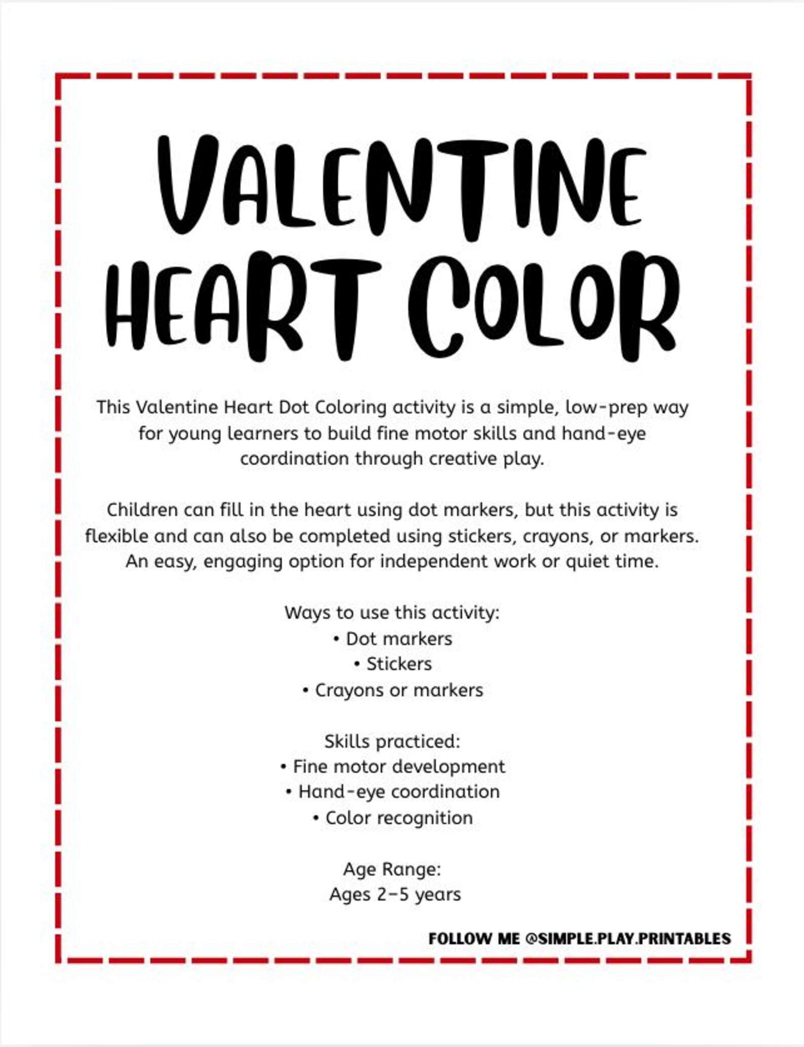 Toddler Valentines Heart Color - Etsy