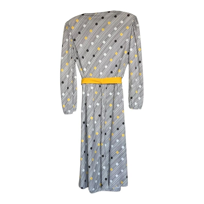 VINTAGE JENNIFER GEE Shirt Dress | M/L | Yellow Black Dot Stripe | 70s ...