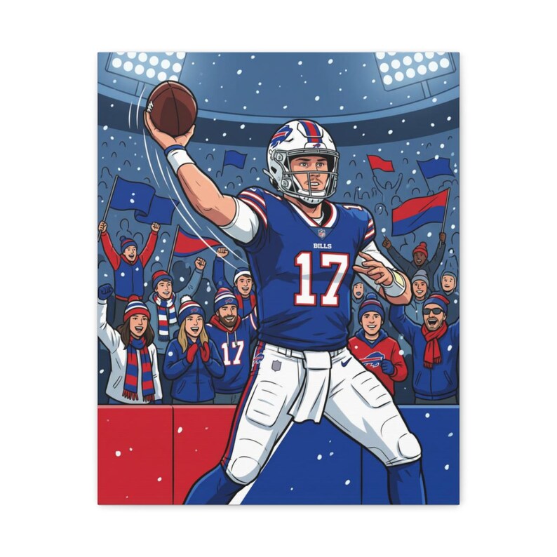Josh Allen Cartoon Print | Buffalo Bills Mafia, NFL Wall Art (digital ...