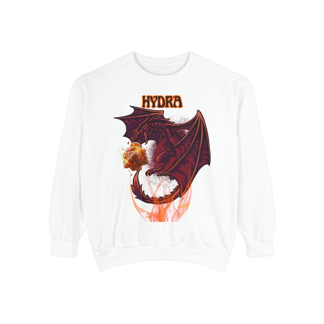 Hydra Dragon Breathing Fire Sweatshirt | Fantasy Creature Graphic - Etsy