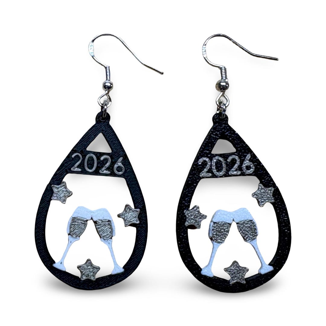 2026 New Year's Eve Earrings Champagne Toast Celebration Dangle Jewelry ...