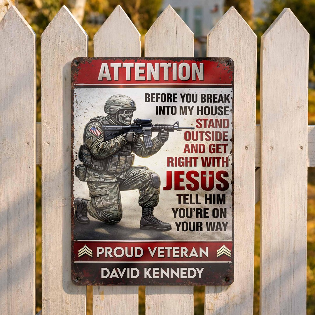 Attention Get Right With Jesus, Soldier and American Flag, Personalized ...