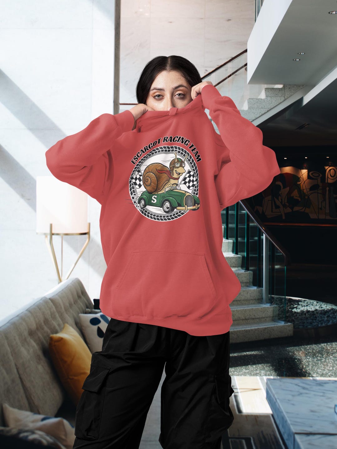 Escargot Racing Team Comfort Colors Hoodie Funny Snail Racing Vintage ...