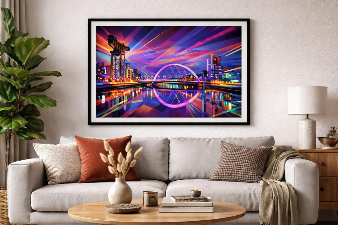 Glasgow Cityscape Art Print | Modern Scotland Home Decor - Etsy