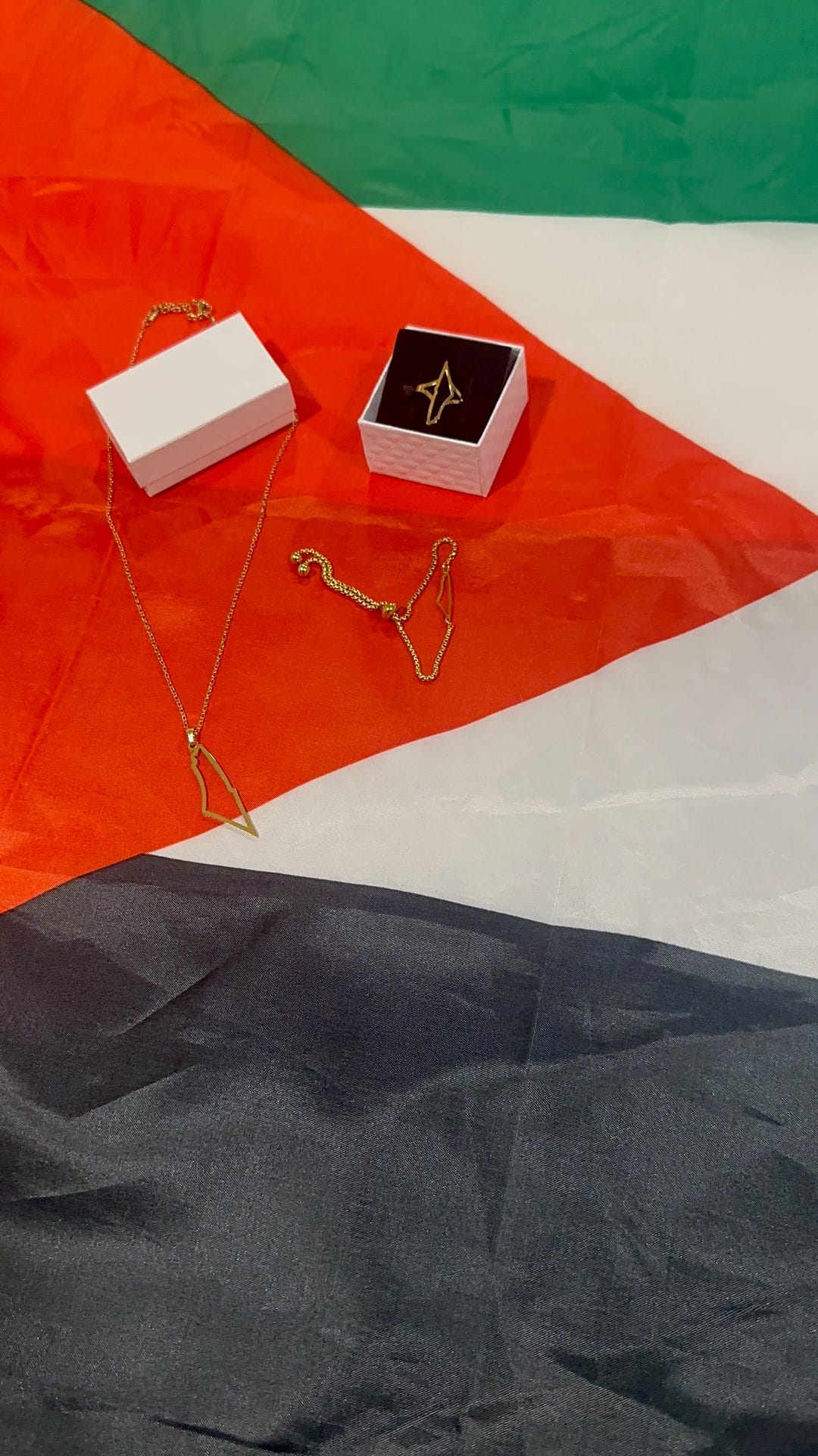 Palestine Map Jewelry Set – Necklace, Ring & Bracelet (stainless Steel ...