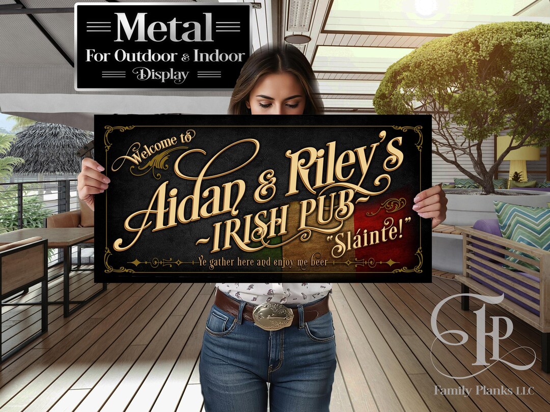 Irish Pub Family Name Sign: Personalized Metal Wall Art (finished and ...