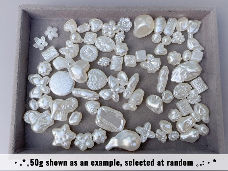 50g White Pearl Acrylic Bead Mix, Baroque Pearl Beads, Mixed Shapes for ...