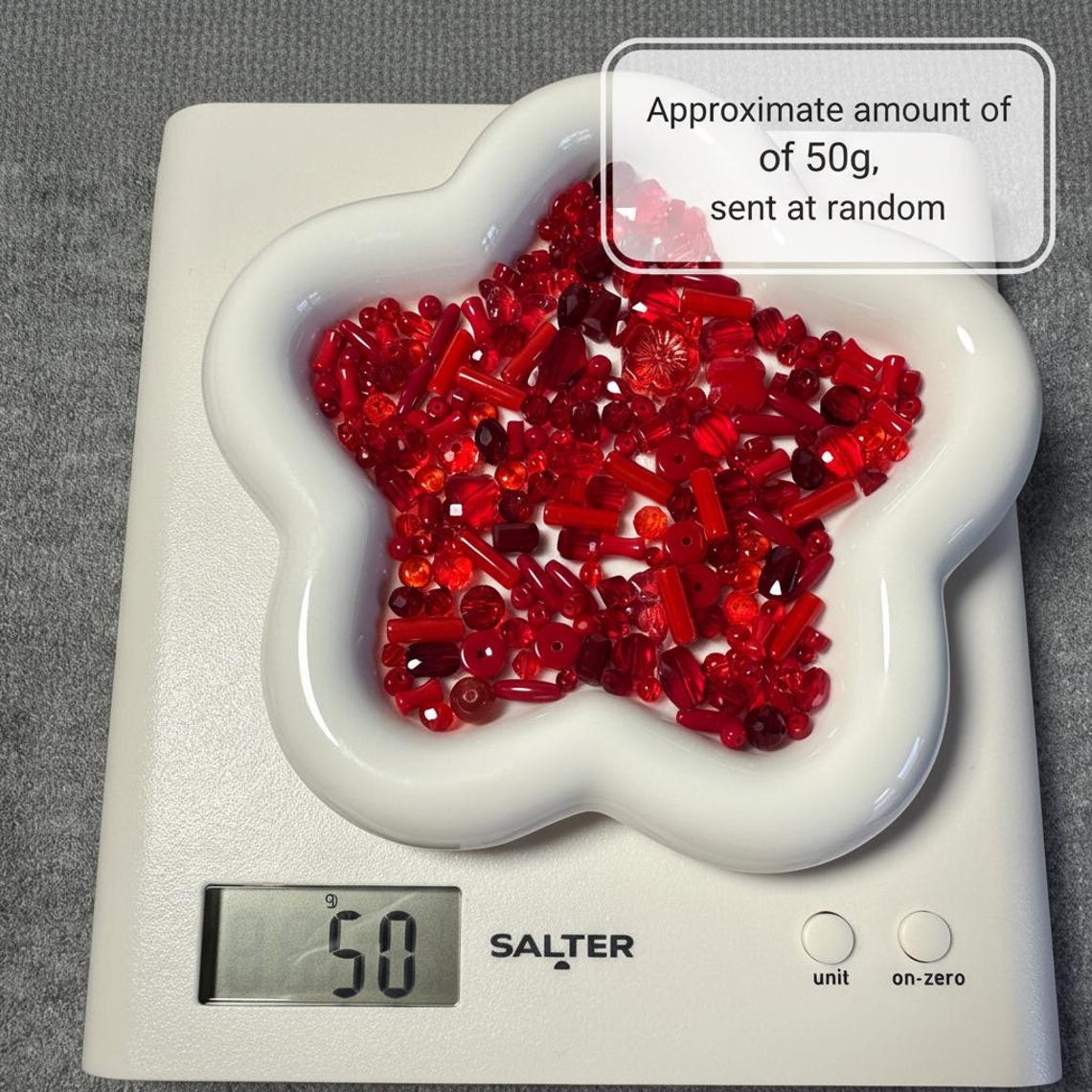 Scarlet Ember – Ruby Red Glass Bead Soup Mix, Cherry Red Faceted ...