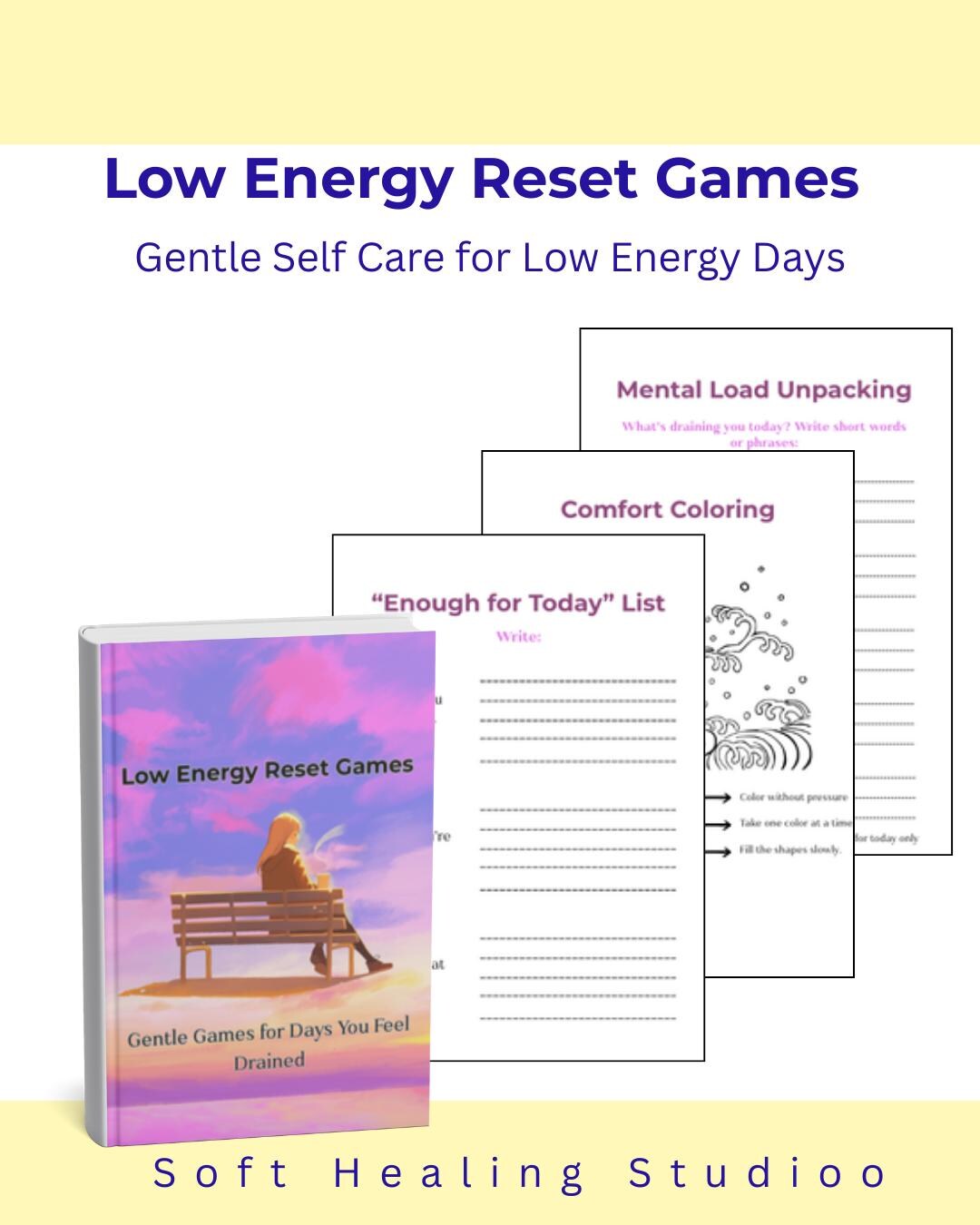 Low Energy Reset Games Printable | No Motivation Self Care | Gentle ...