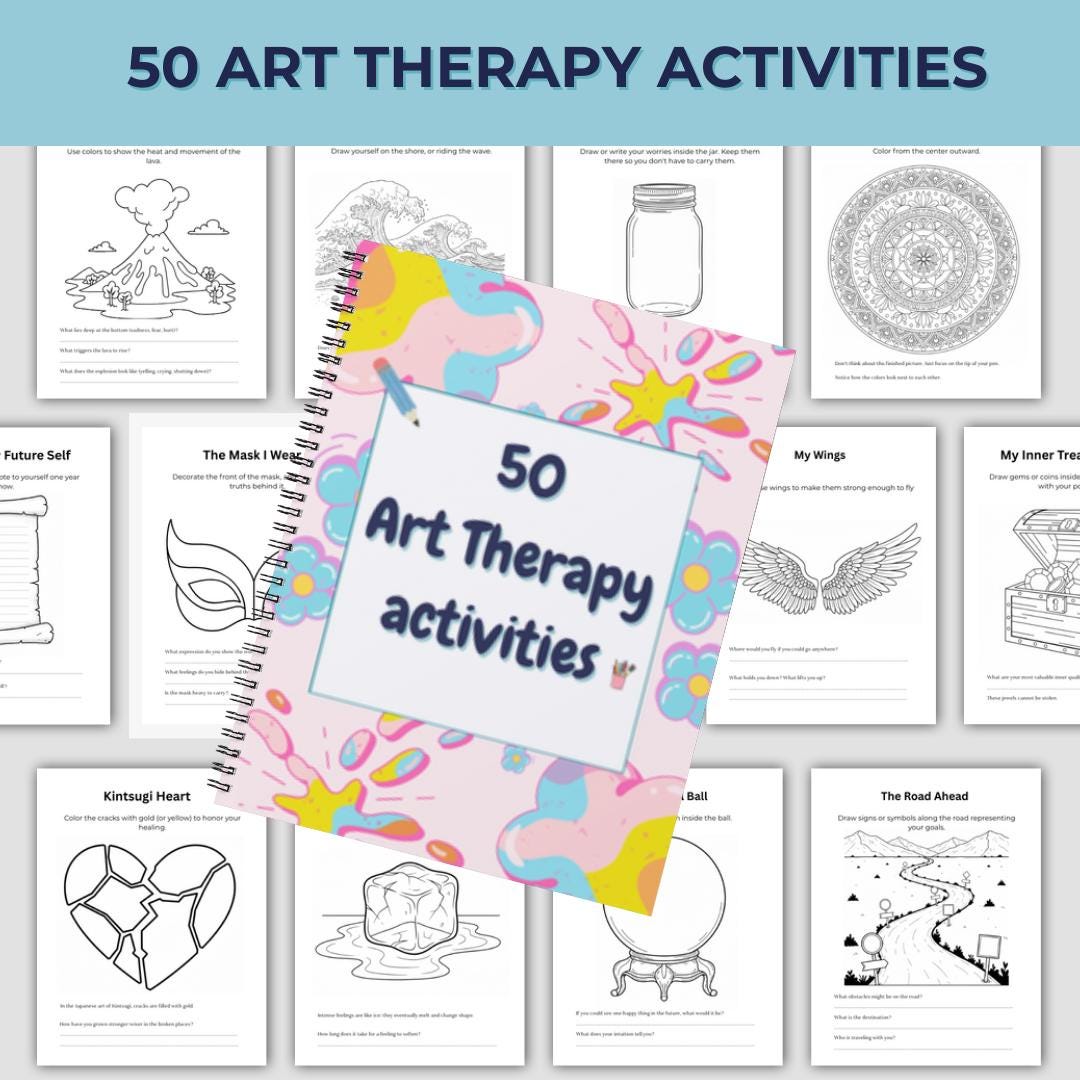 Art Therapy Worksheets, Emotional Wellness Activities (PDF Downloadable ...