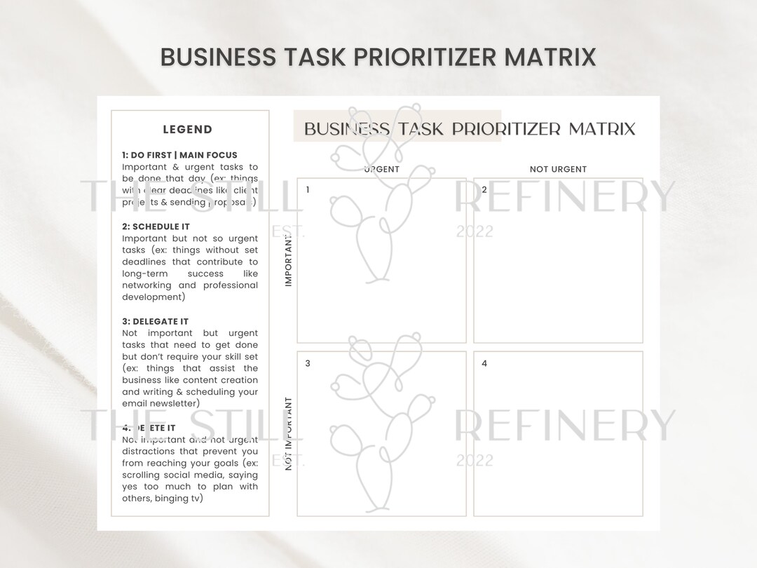 INSTANT DOWNLOAD Business Task Prioritizer Matrix PDF - Etsy