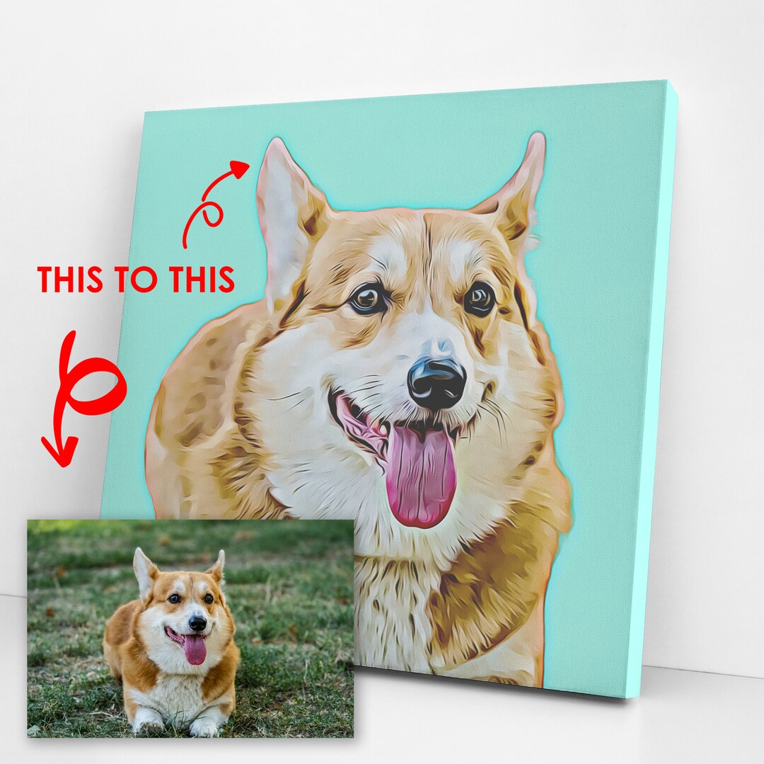Your Pets Photo as a Painting on Canvas, Dog Painting, Personalized Dog ...