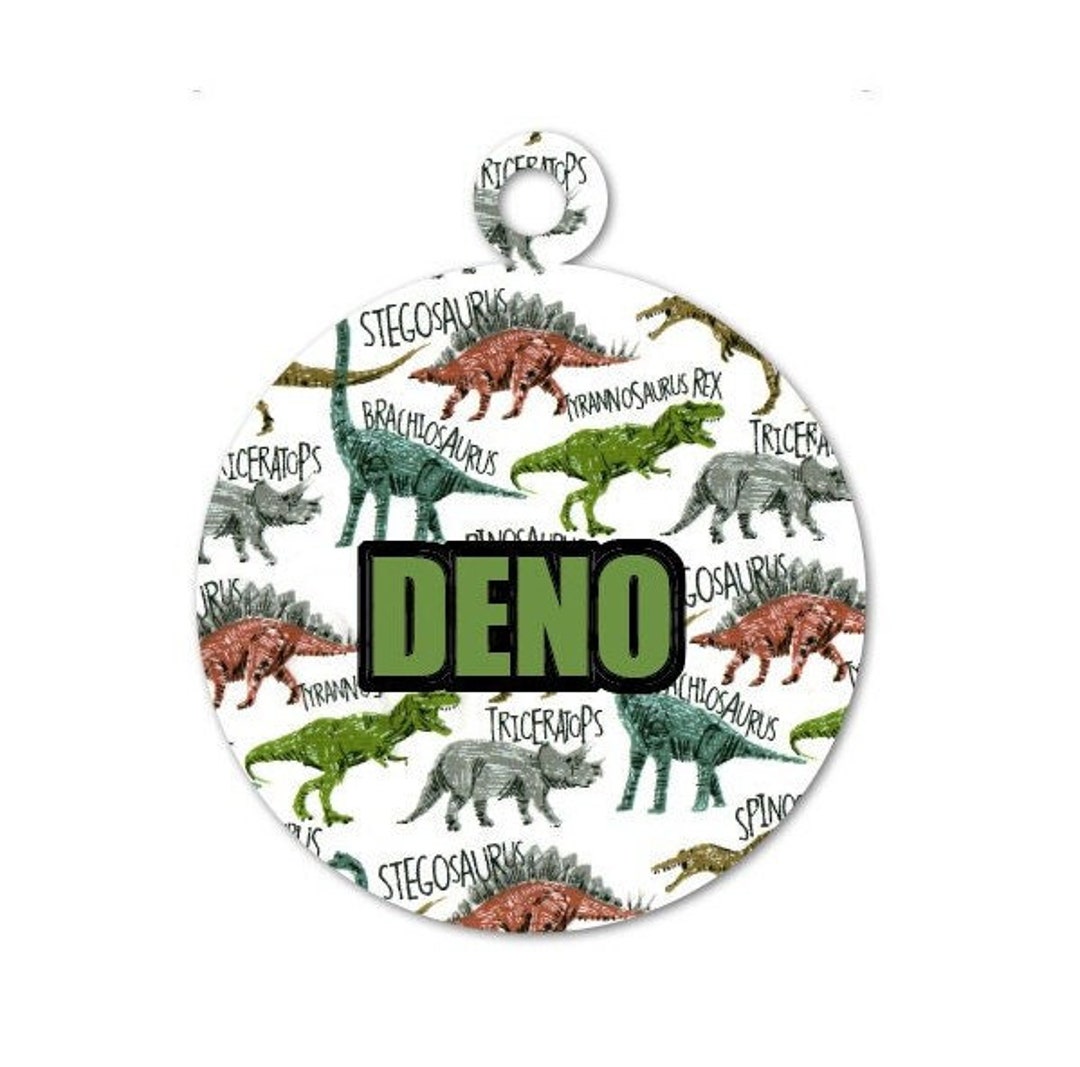 Dinosaur Metal Dog Tag Personalized Dog Tag, 2 Sided Dog Tag, Trex Dog ...