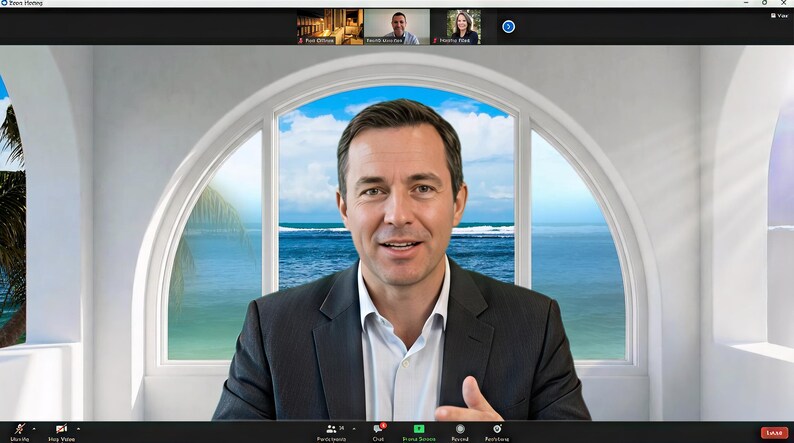 Animated Zoom Background Ocean View, Window Sea Waves Video Loop, White ...
