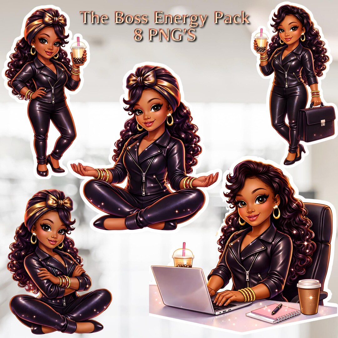 The Boss Energy Pack – Cute Boss Girl Stickers | Afro-glam Digital ...