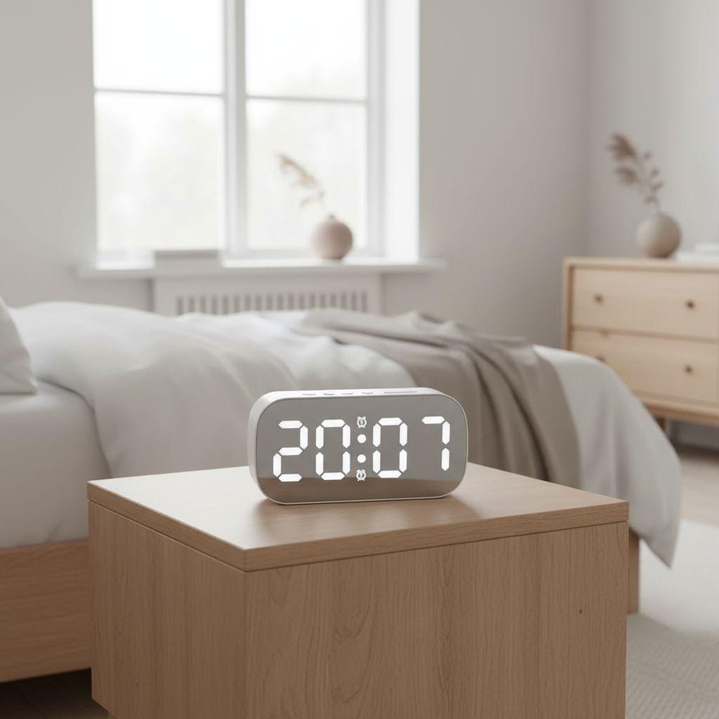 Nordic Minimalist Bedroom Alarm Clock | Silent Digital LED Display ...