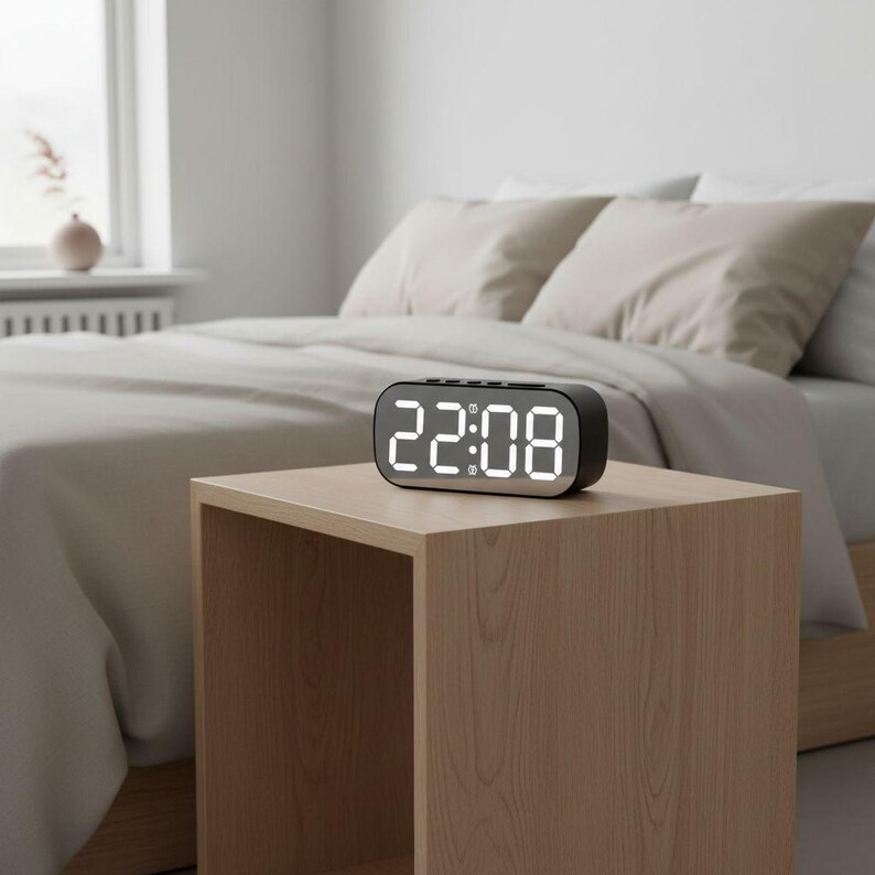 Nordic Minimalist Bedroom Alarm Clock | Silent Digital LED Display ...