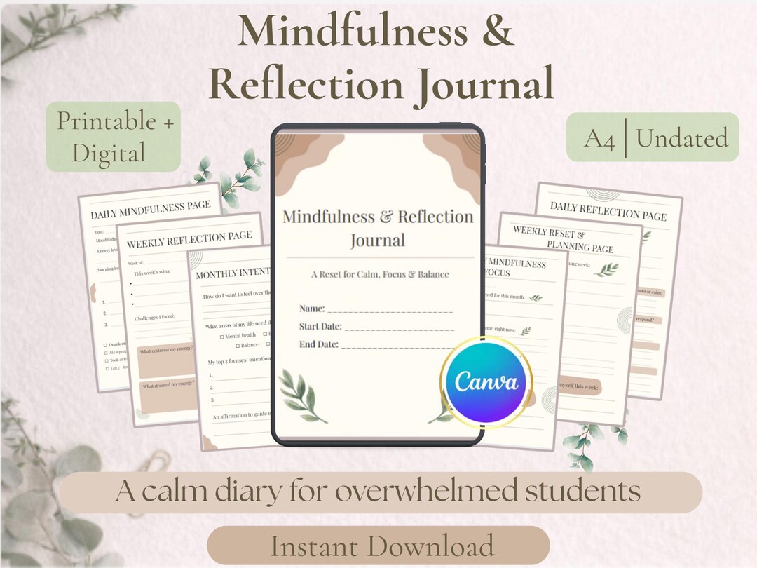 Mindfulness & Reflection Journal Printable | Daily and Weekly Pages ...