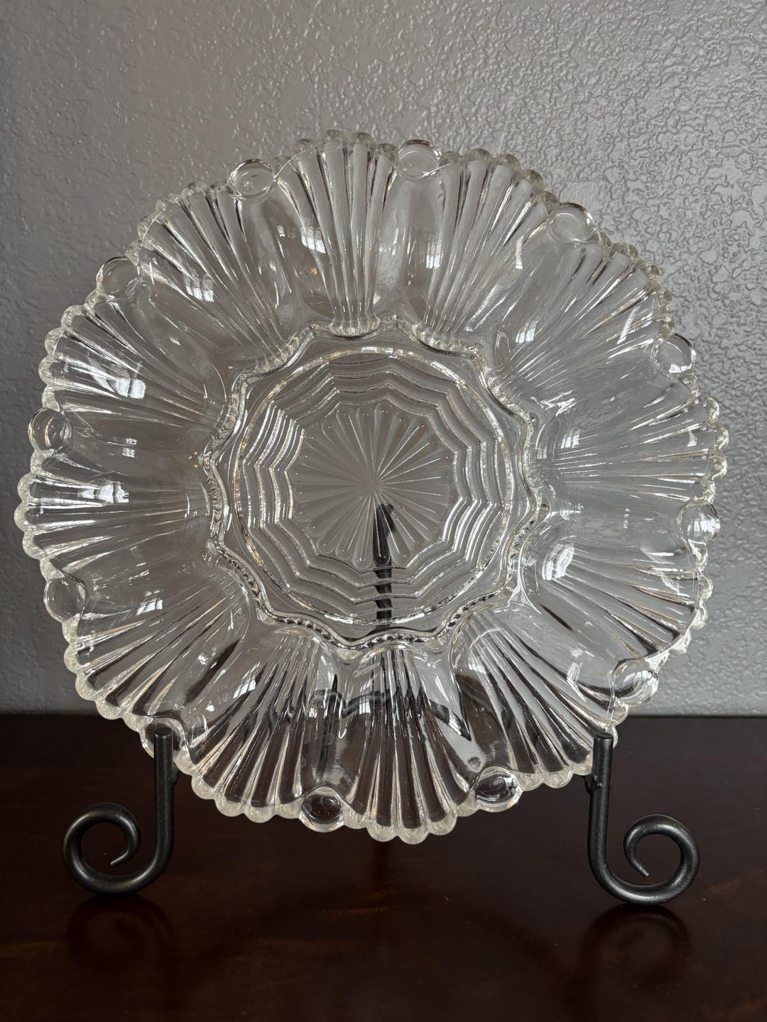 Vintage Anchor Hocking Clear Glass Deviled Egg Plate | Pressed Glass ...