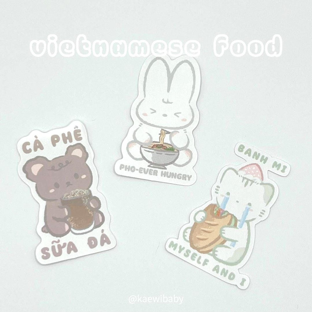 Vietnamese Food Sticker | Cà Phê Sữa Đá, Pho, Bánh Mì - Etsy