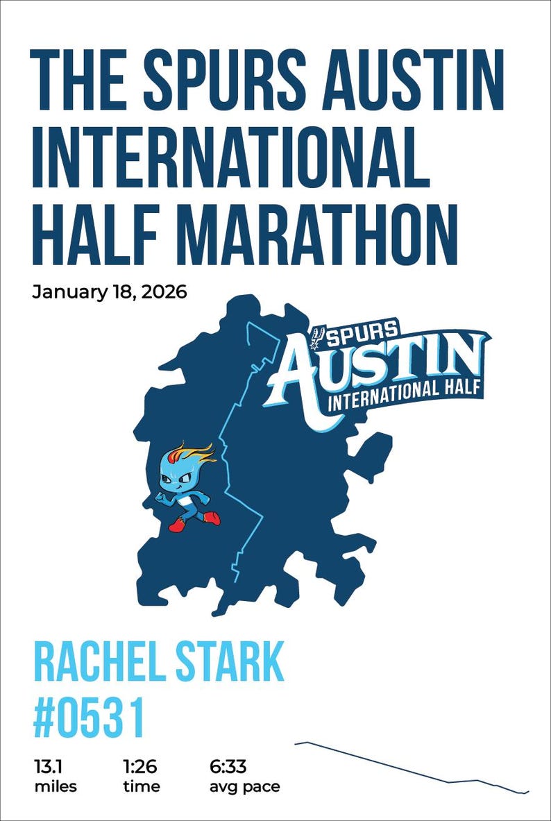 Austin International Half Marathon Map Poster | Personalized Print Name ...