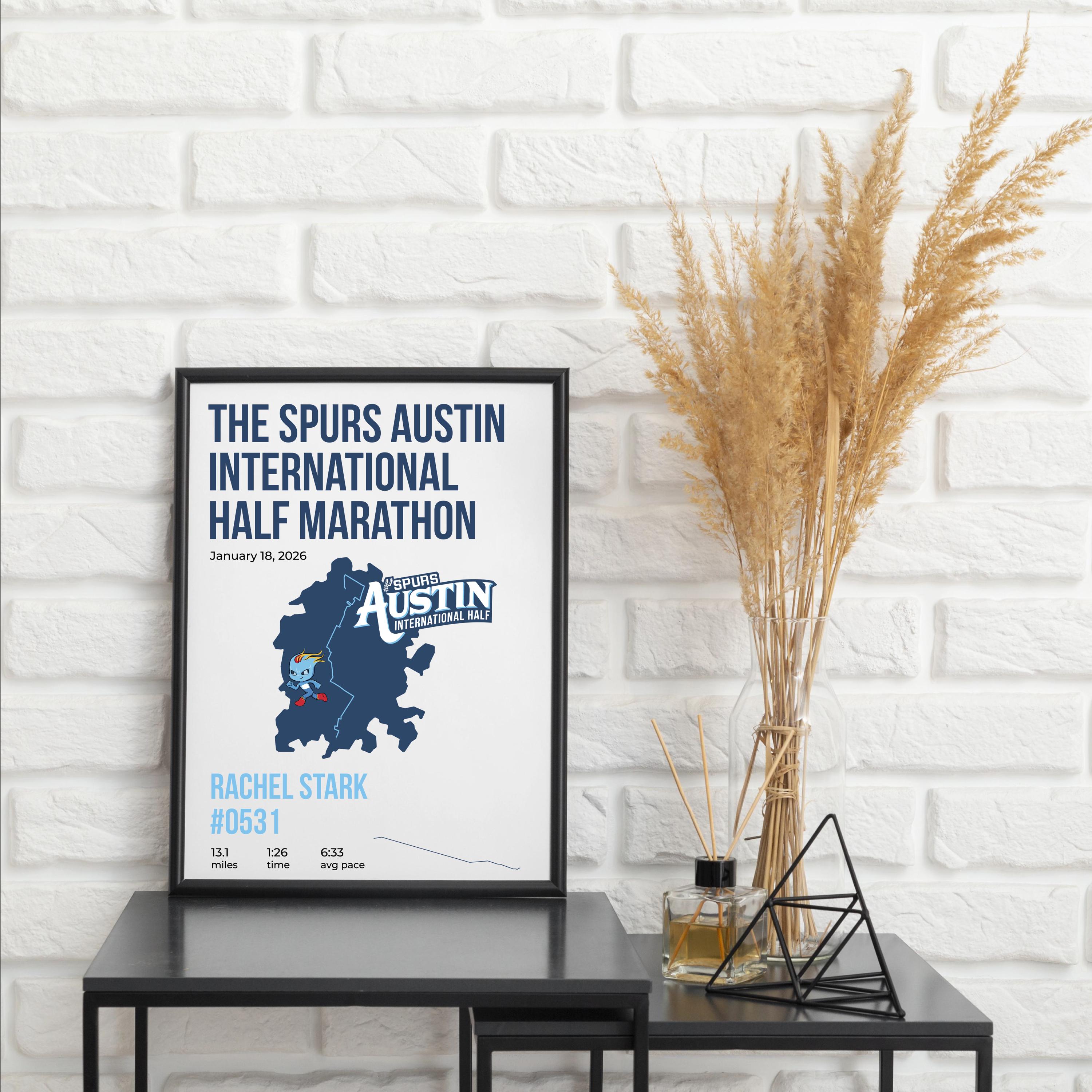 Austin International Half Marathon Map Poster | Personalized Print Name ...