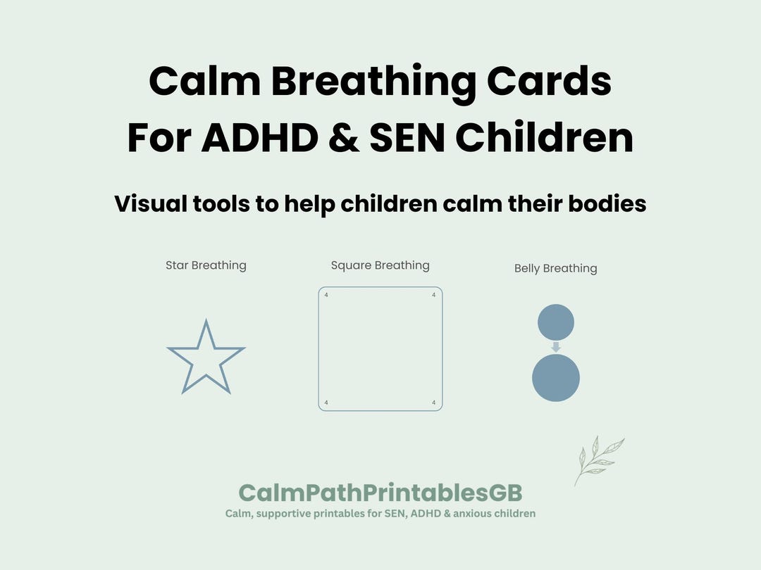 Calm Breathing Cards for ADHD & SEN Children | Visual Calm Down Tools ...