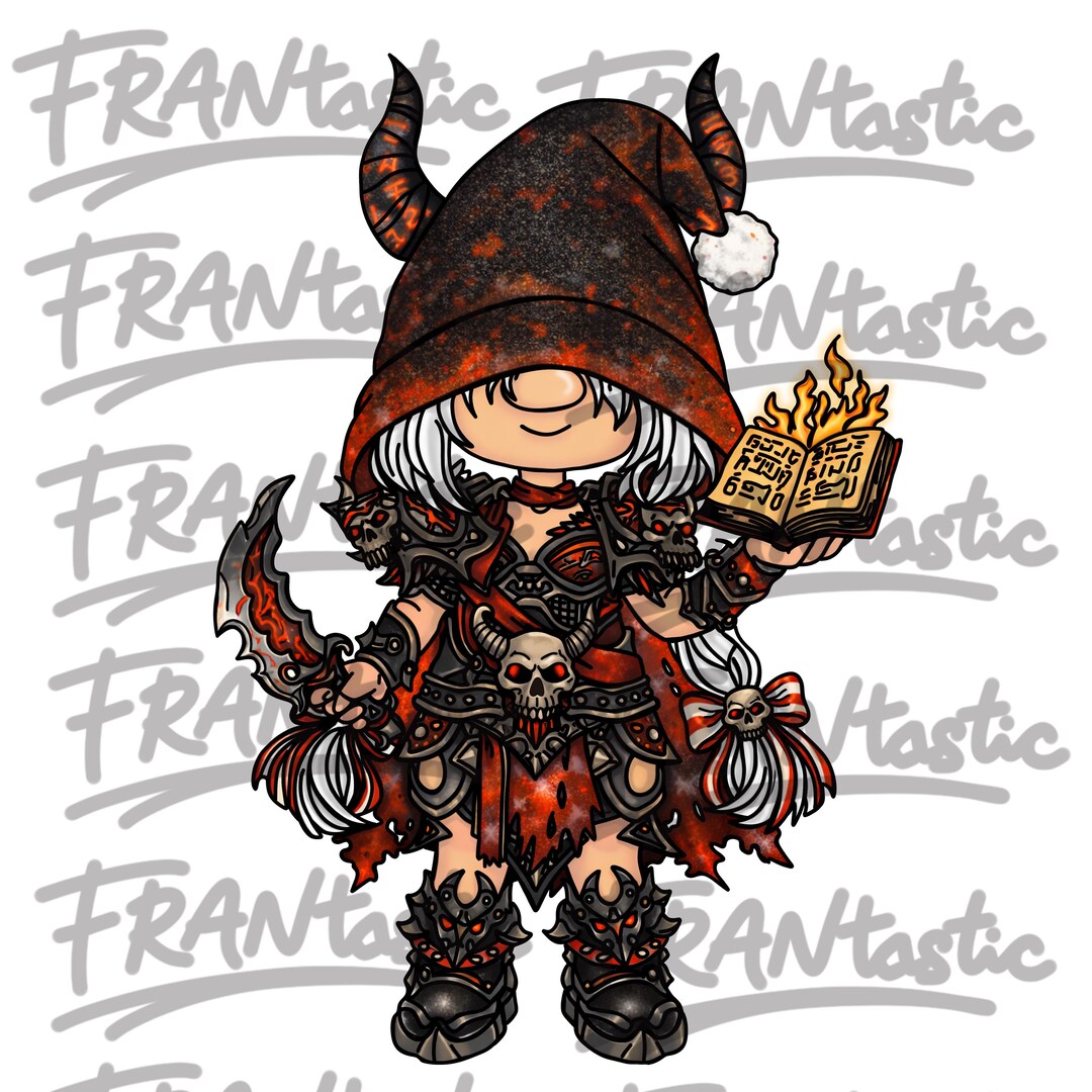 Devil Gonk Illustration – Demon Hunter Gnome Art, Dark Fantasy Gonk ...