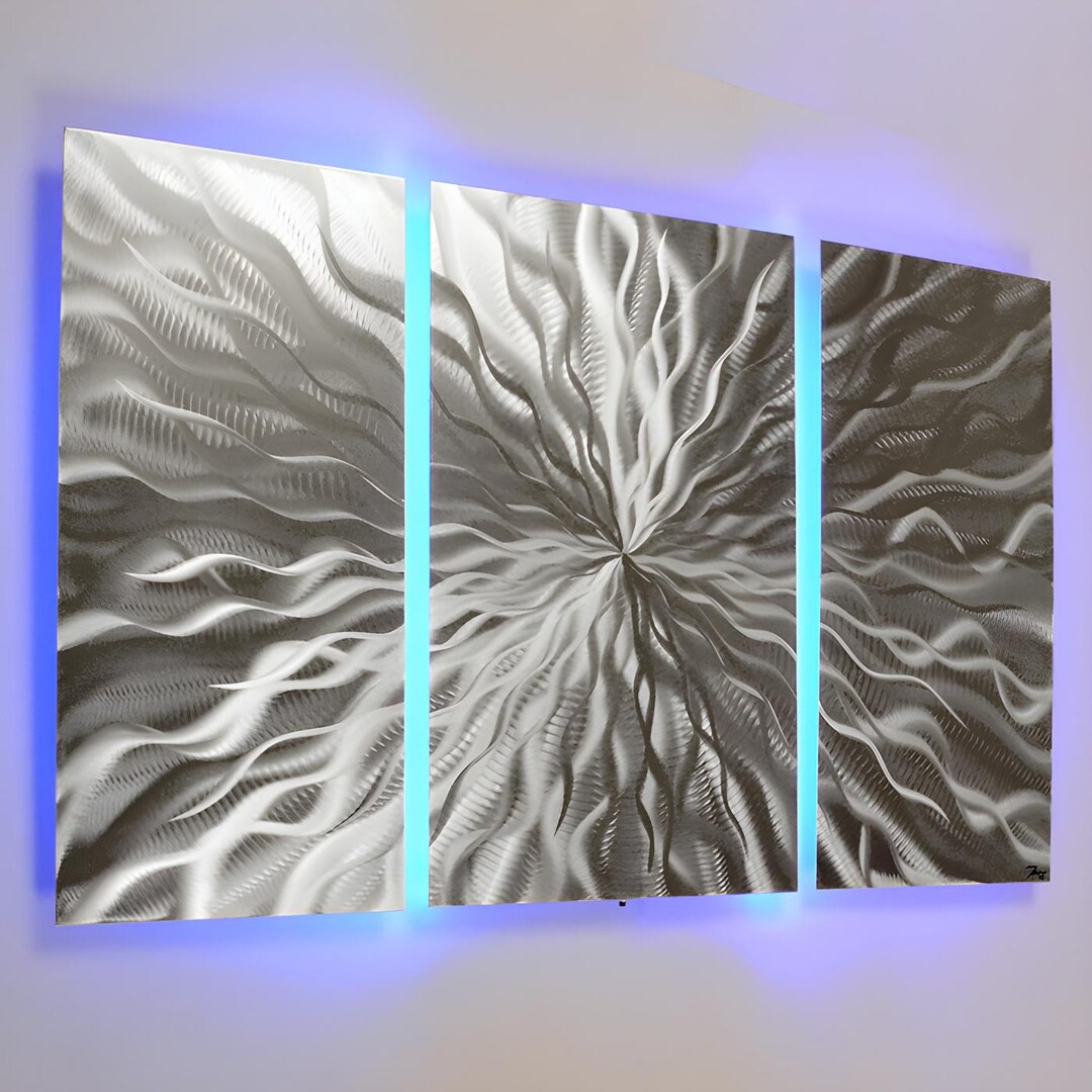 LED Metal Wall Sculpture: Abstract Geometric Art, Color Changing Light ...