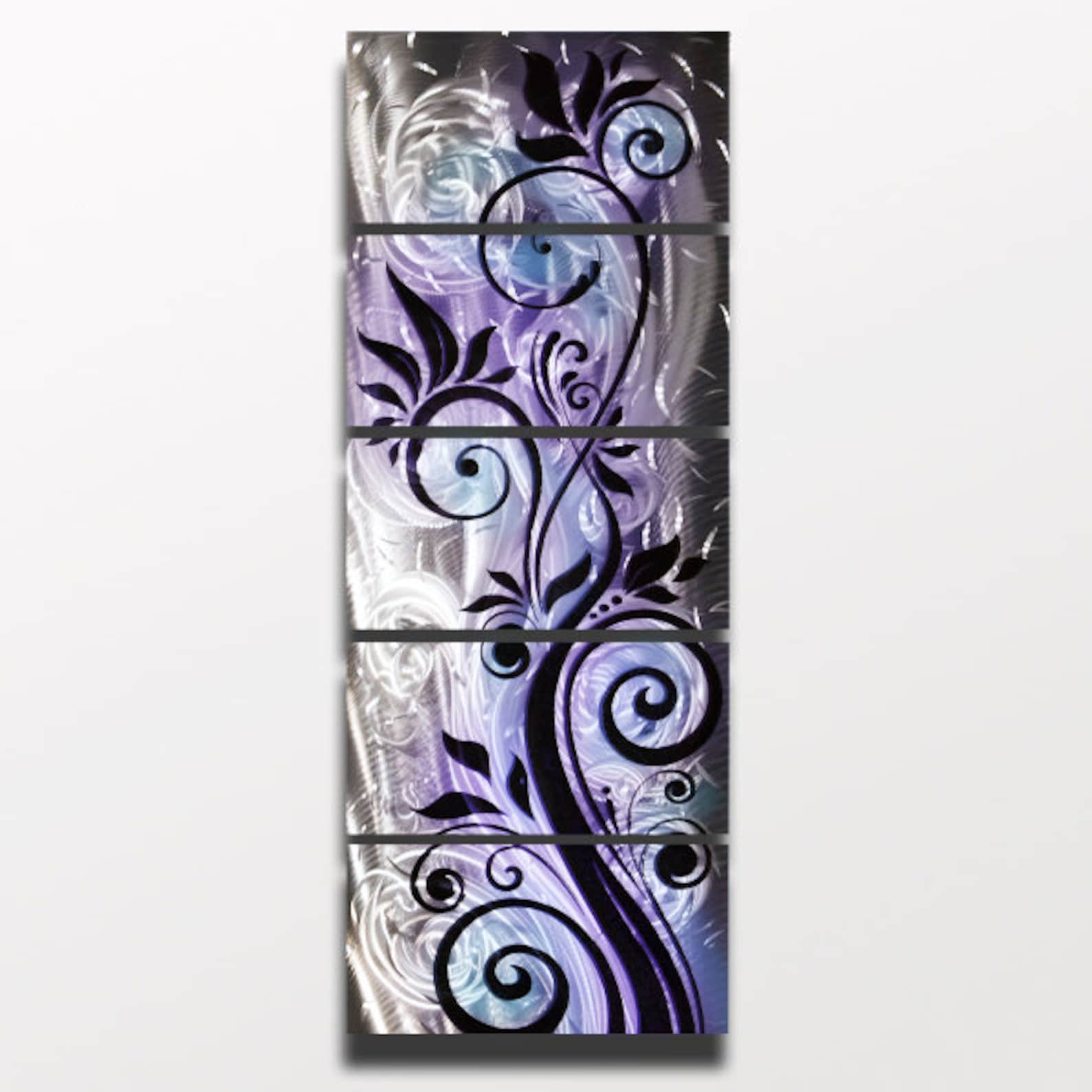 Purple Metal Wall Art Panels Silver Wall Art Modern Abstract Art Work ...