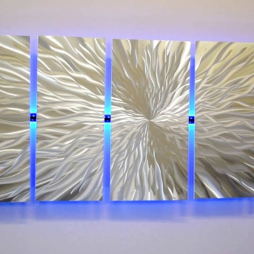 Modern Large Abstract Metal Wall Art Color Changing LED - Etsy