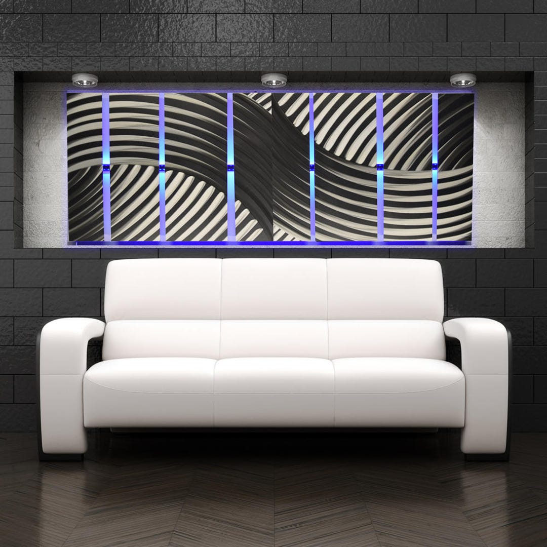 LED Lighted Metal Wall Art: Modern Abstract Sculpture - Etsy
