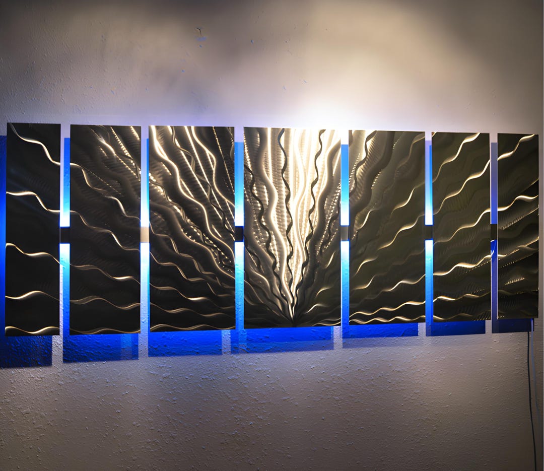 Large Abstract Metal Wall Art: Color Changing LED Sculpture - Etsy