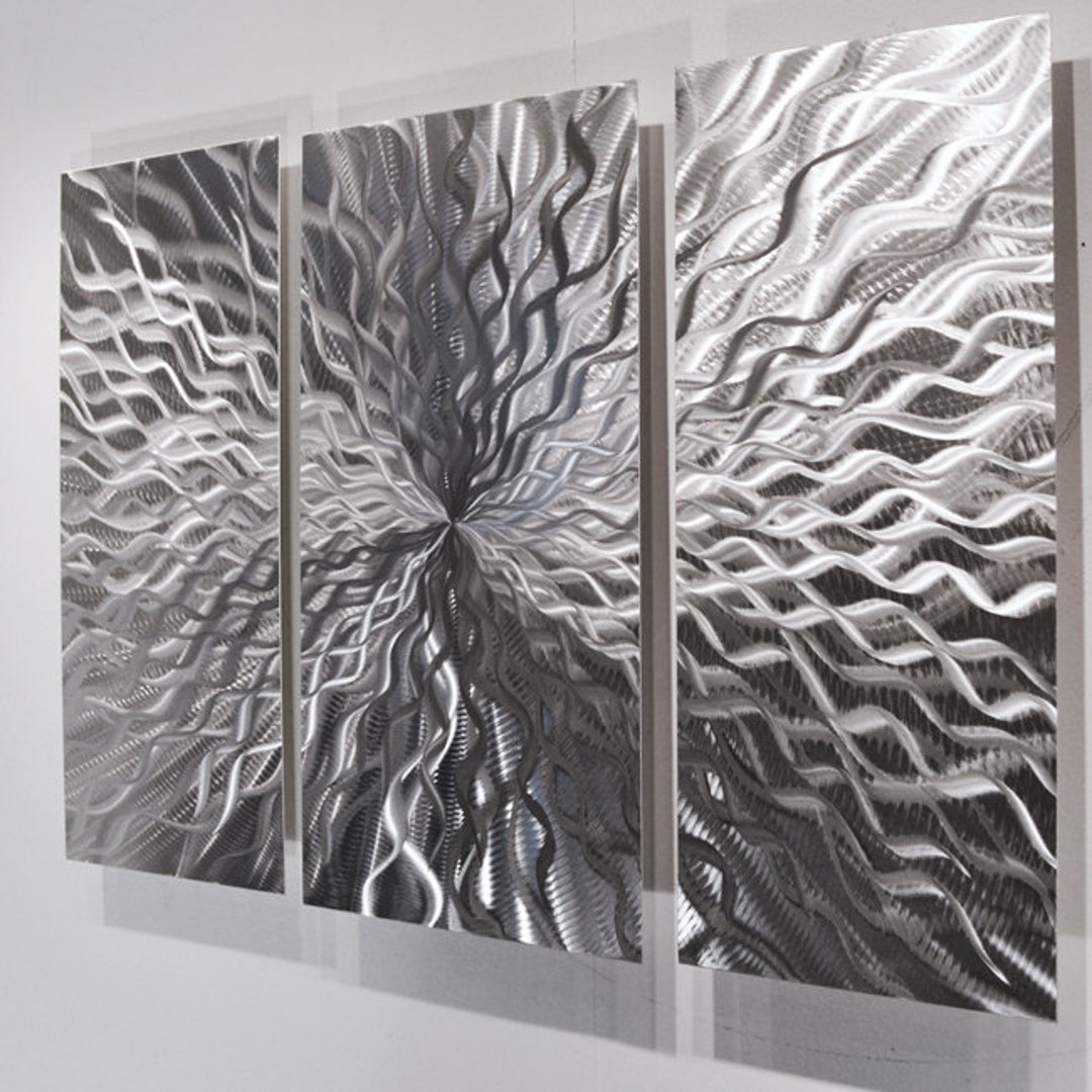 Silver Metal Wall Art Panels: Modern Abstract Aluminum Sculpture - Etsy