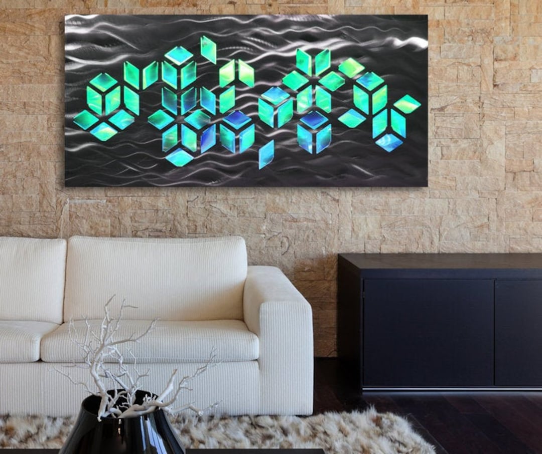LED Metal Wall Art: Color Changing Geometric Sculpture - Etsy