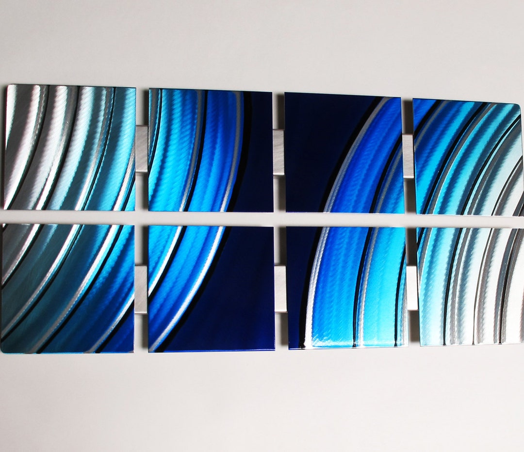 Blue Metal Wall Art: Modern Aluminum Panel Sculpture by Brian M Jones ...