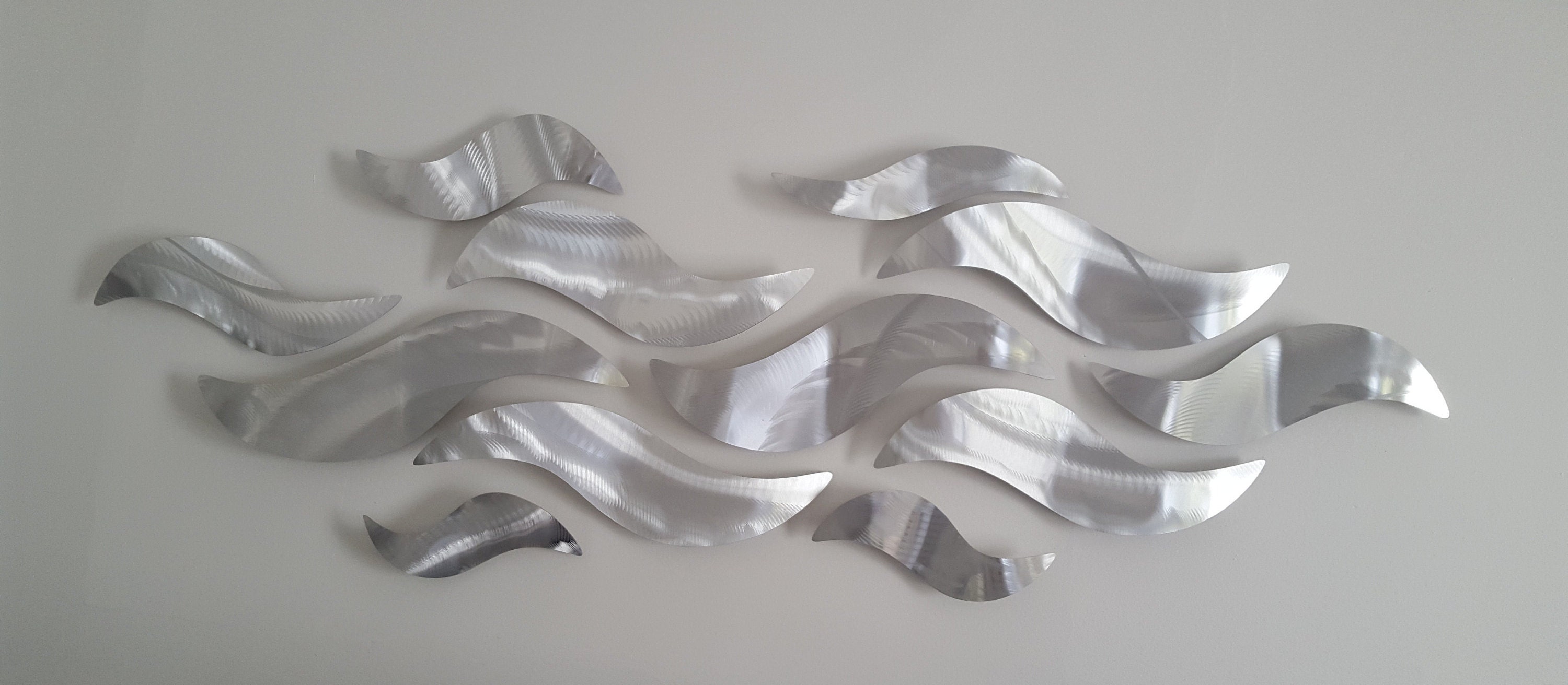 Large Metal Wall Sculpture Silver Wave Design Modern Art Decor - Etsy ...